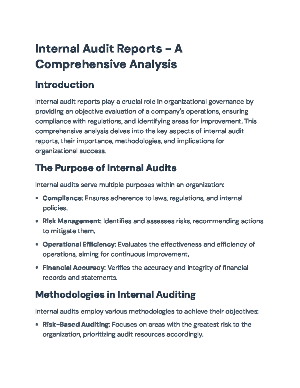 Internal Audit Reports: Comprehensive Analysis and Best Practices ...