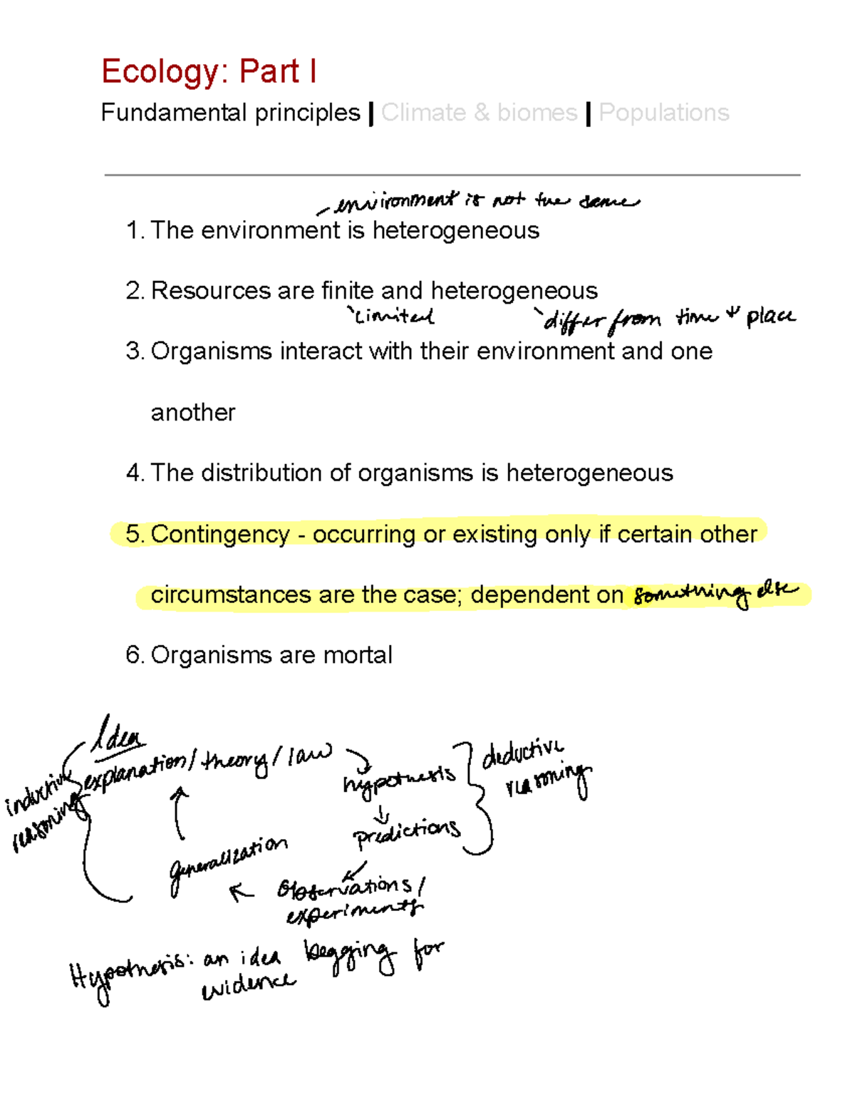 Ecology Part I - Key Concepts and Fundamental Principles Lecture Notes ...