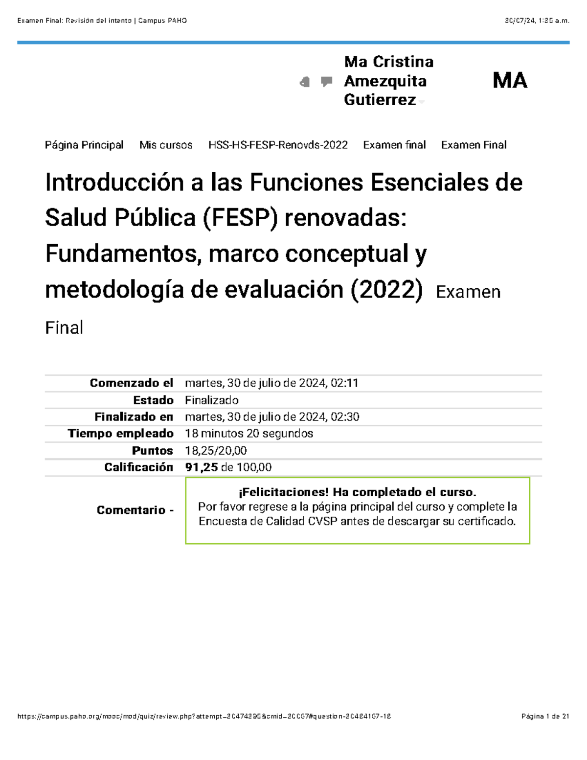 Examen Final FESP 2022 - Funciones Esenciales de Salud Pública - Studocu