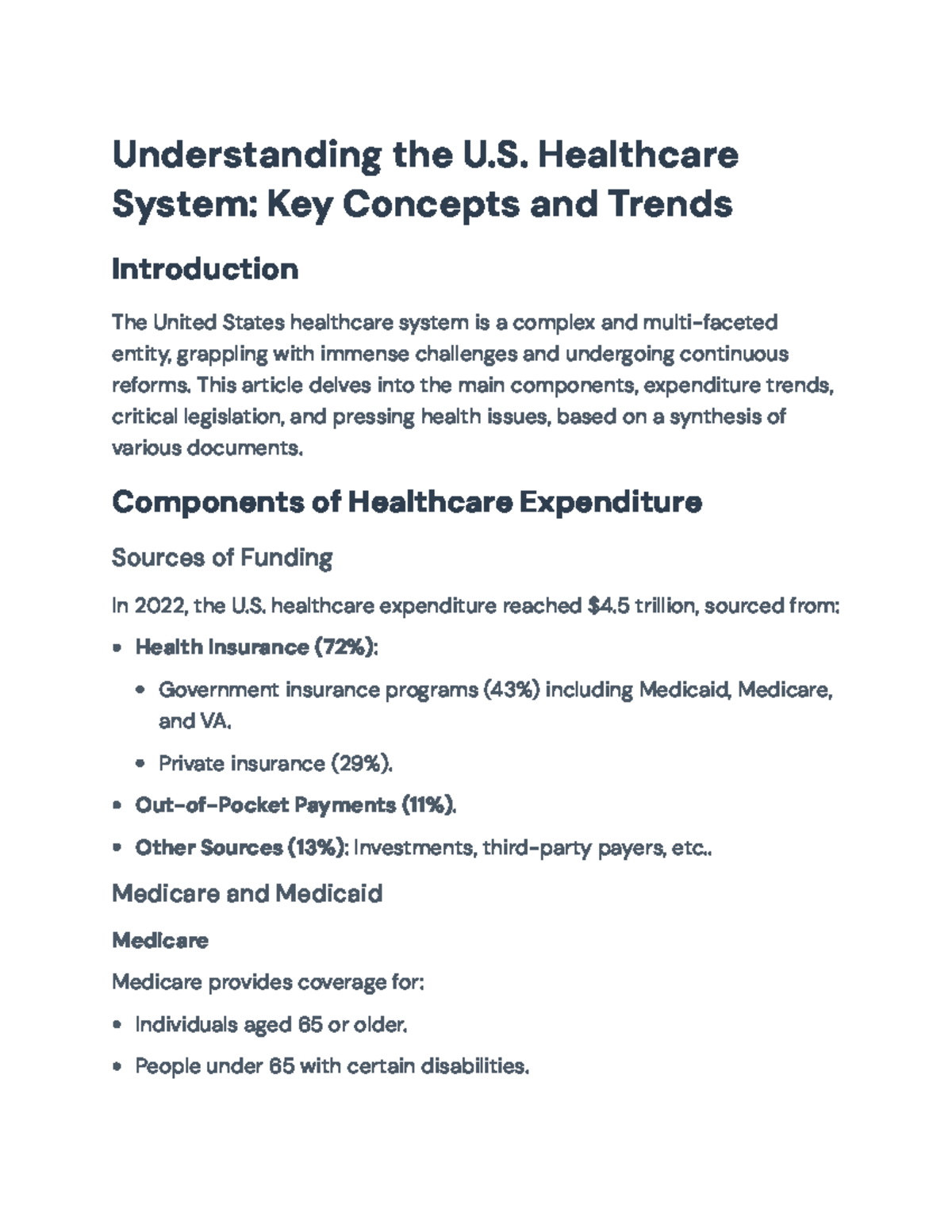 U.S. Healthcare System Analysis: Key Concepts & Trends Overview ...