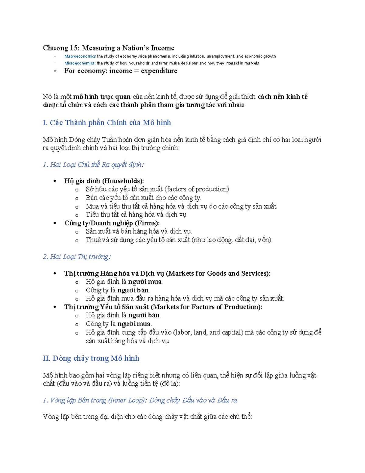 KT 15: Tóm Tắt Chương 15 - Đo Lường Thu Nhập Quốc Gia - Studocu