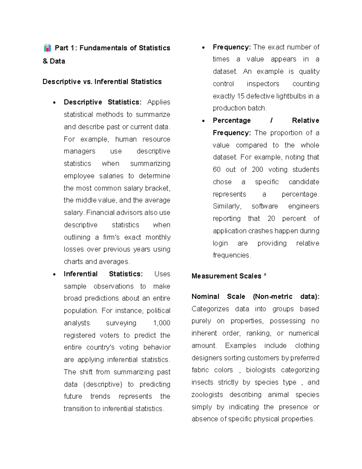 Statistics Fundamentals and Hypothesis Testing (STAT 101) - Studocu