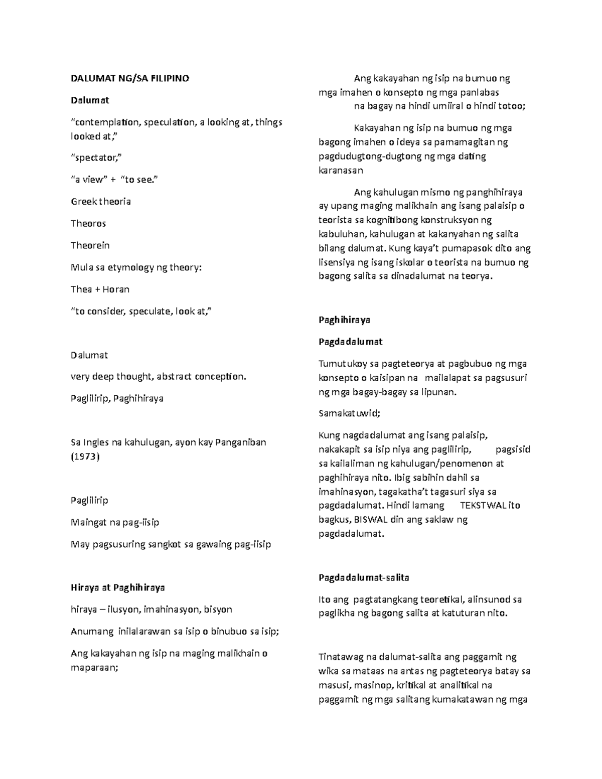 Dalumat - Lecture Notes 2: Paglilirip at Paghihiraya sa Filipino - Studocu