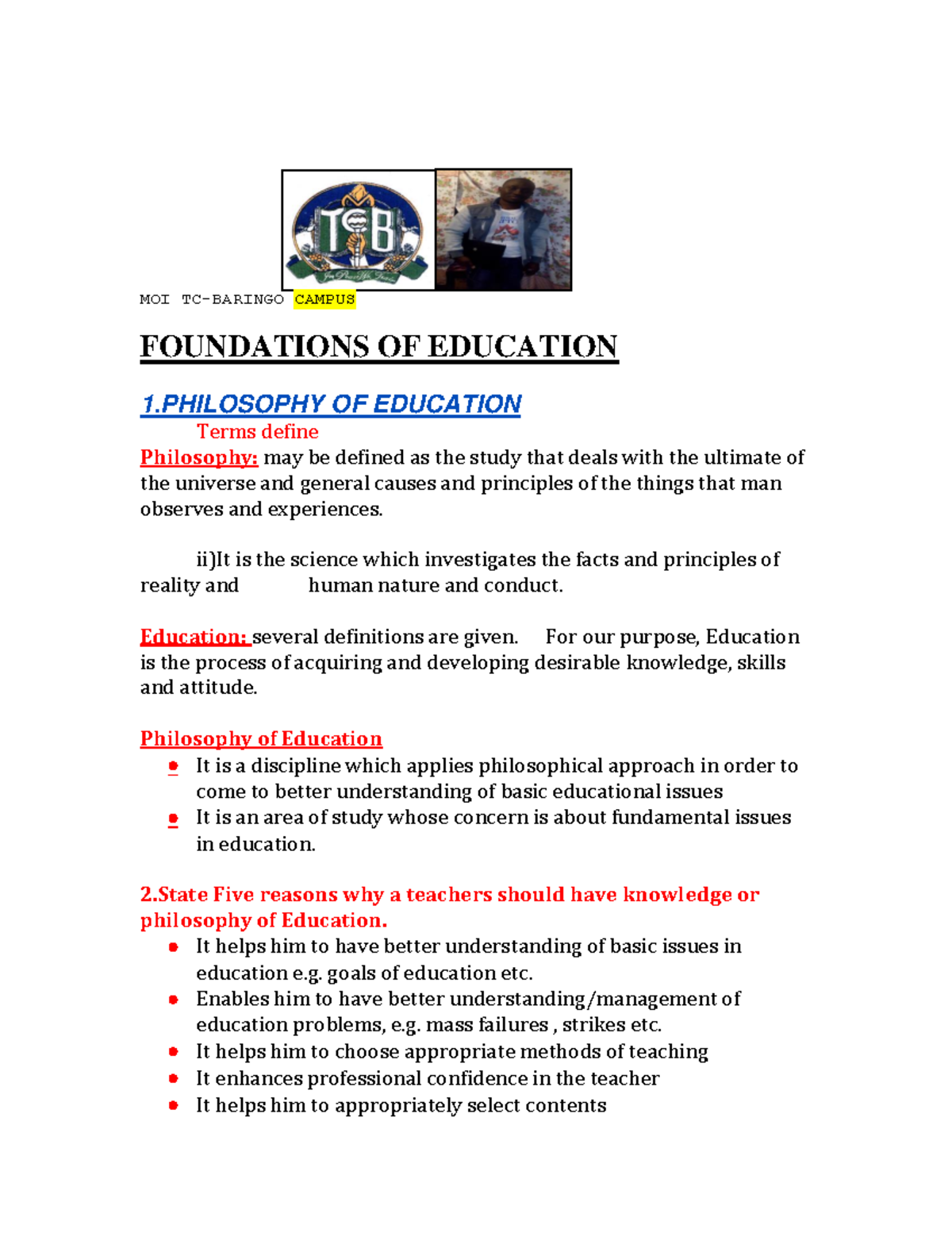 Foundations of Education Notes (EDU 101): Key Concepts and Philosophies ...