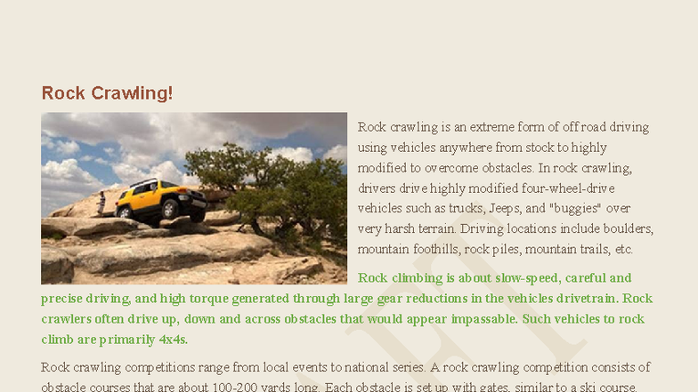 Rock Crawling: An Overview of Techniques and Locations - NMN - Studocu