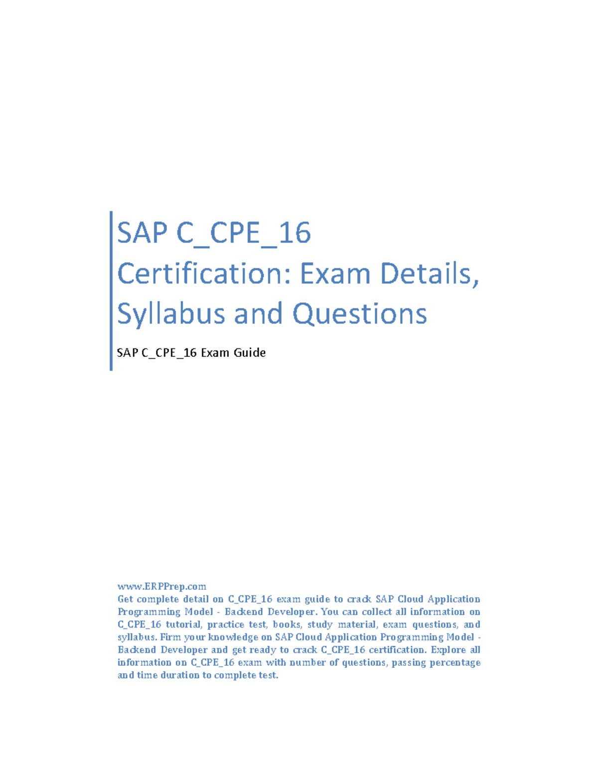 SAP C_CPE_16 Certification Exam Guide: Details, Syllabus & Sample Qs ...
