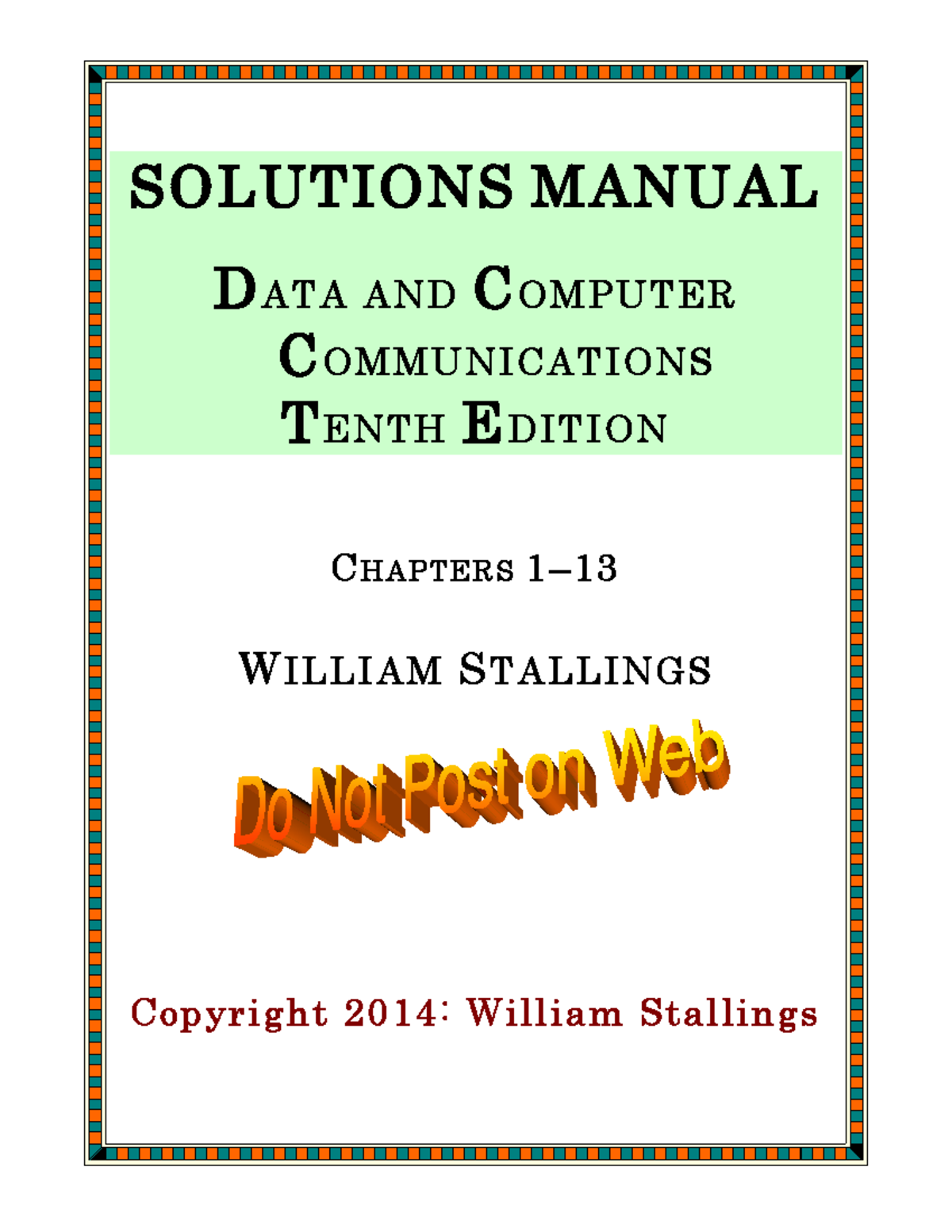 Solutions DCC10 1 13 - SOLUTIONS MANUAL DATA AND COMPUTER ...