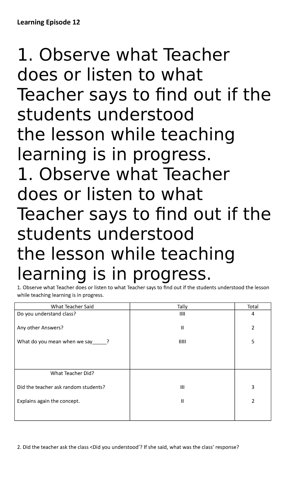 FIELD STUDY BOOK: Reflective Observations from Learning Episodes 12-14 ...