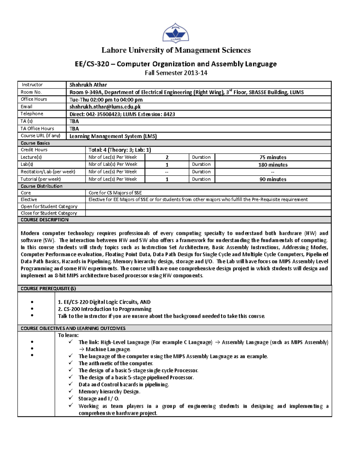 EE CS 320: Computer Organization & Assembly Language Course Overview - Studocu