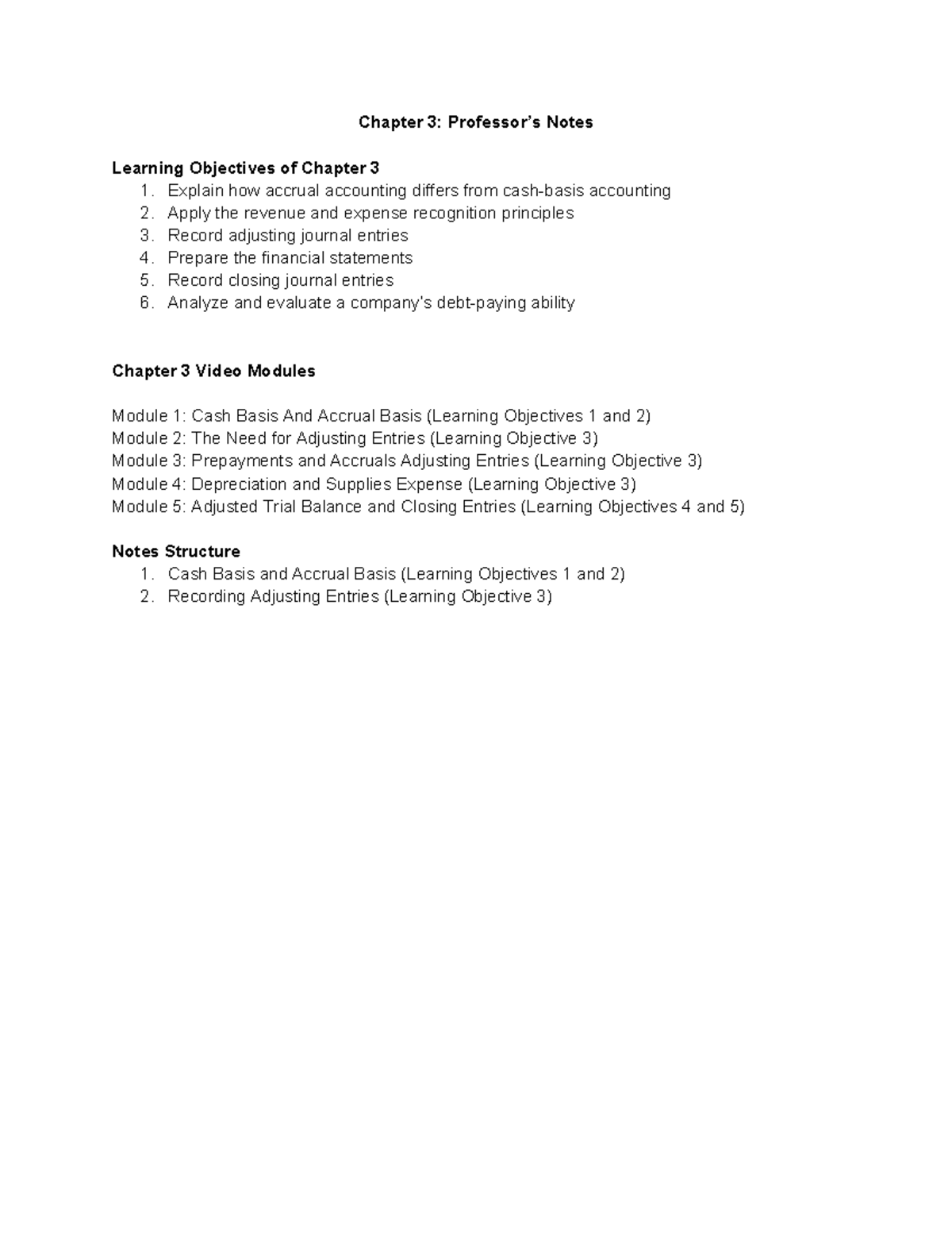 Chapter 3: Accrual Accounting & Adjusting Entries Notes - Studocu