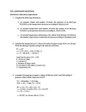 Experiment 7 Acid base titration CHEM 1111 - PRE-LABORATORY QUESTIONS ...
