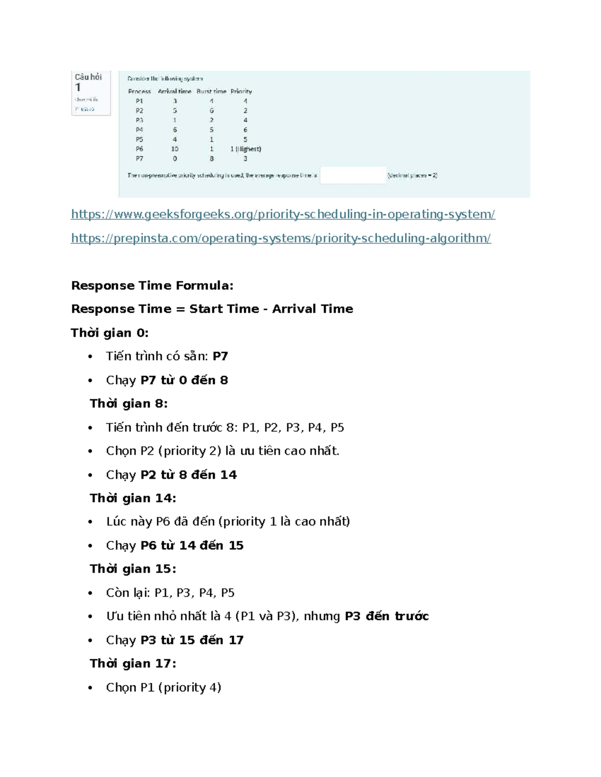 Response Time Analysis and Scheduling Techniques: Test1 - Studocu