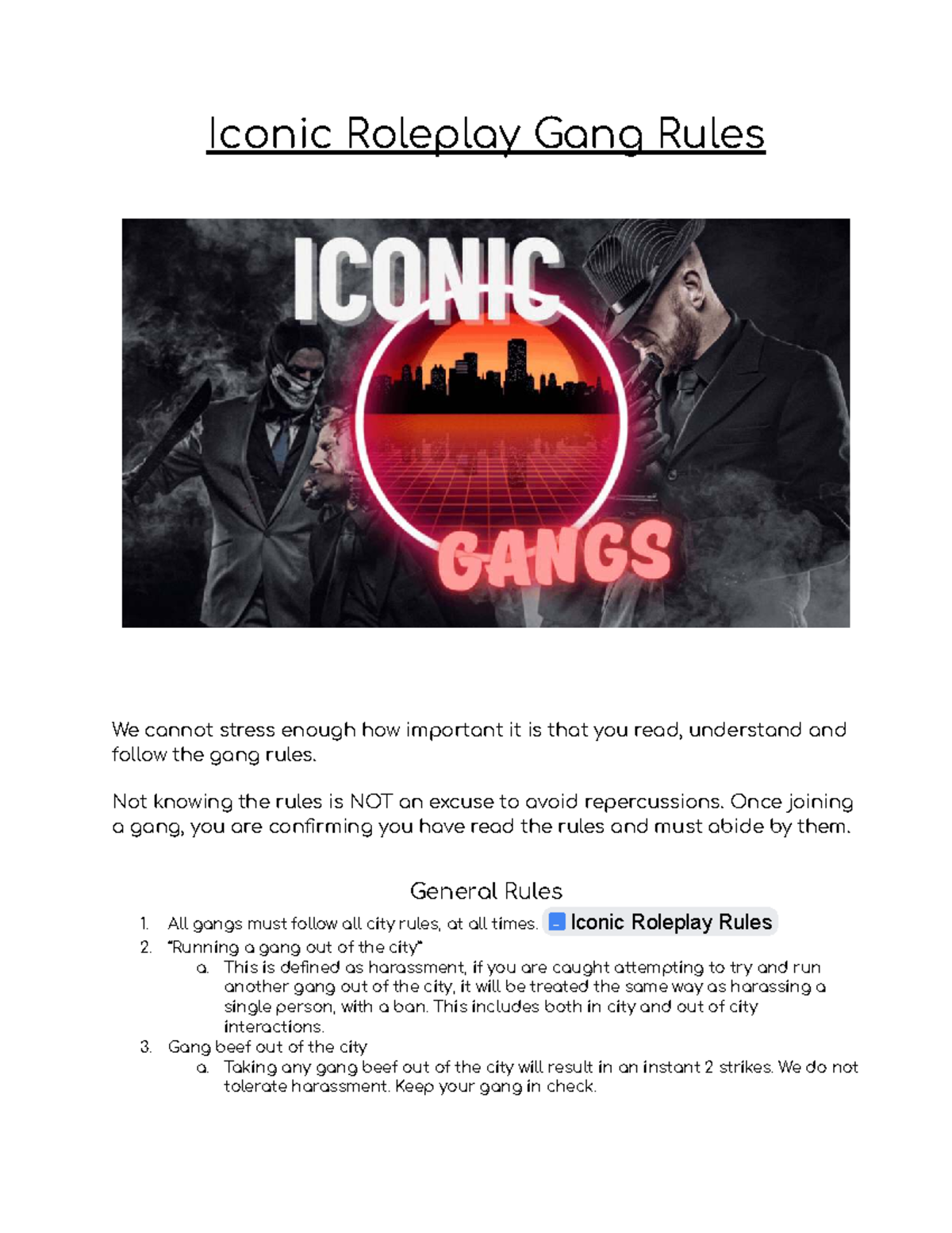 Iconic Roleplay Gang Rules: Essential Guidelines for Members - Studocu