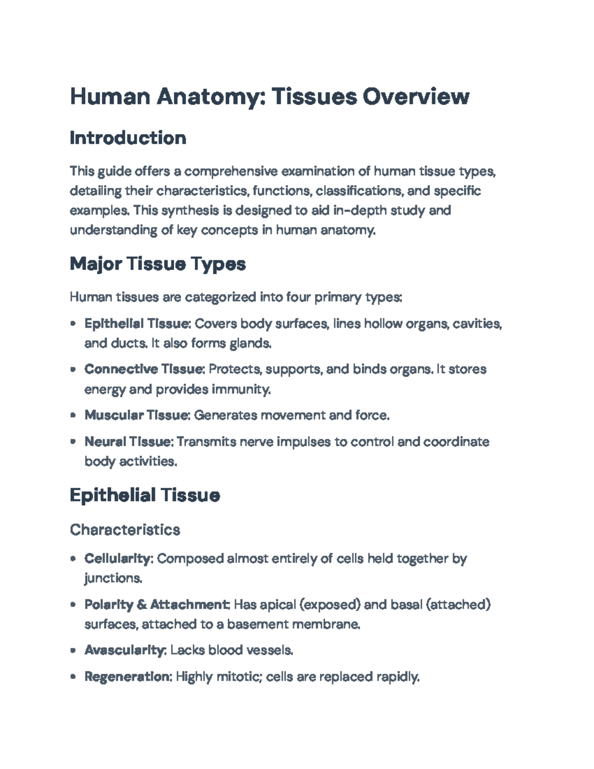 Human Anatomy: Comprehensive Guide to Tissue Types and Functions ...