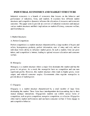 Market Structures - Study Notes & Assignments - Studocu