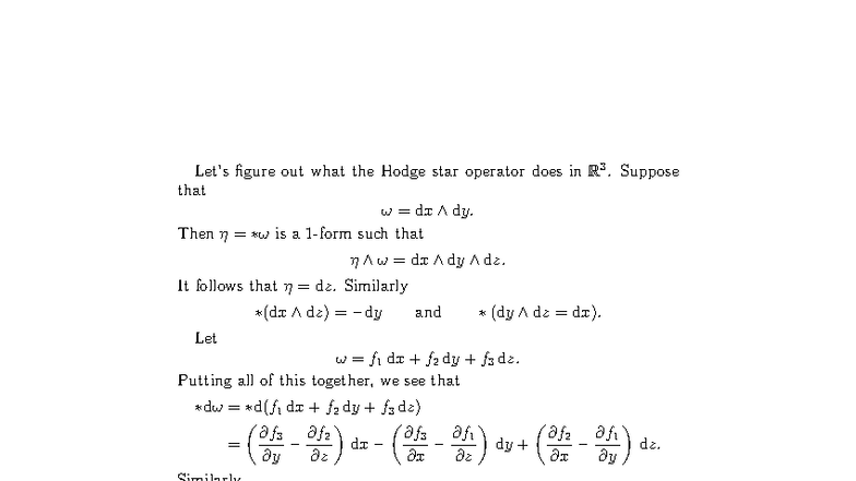 MIT 18.022F10: Understanding the Hodge Star Operator in R³ - Studocu