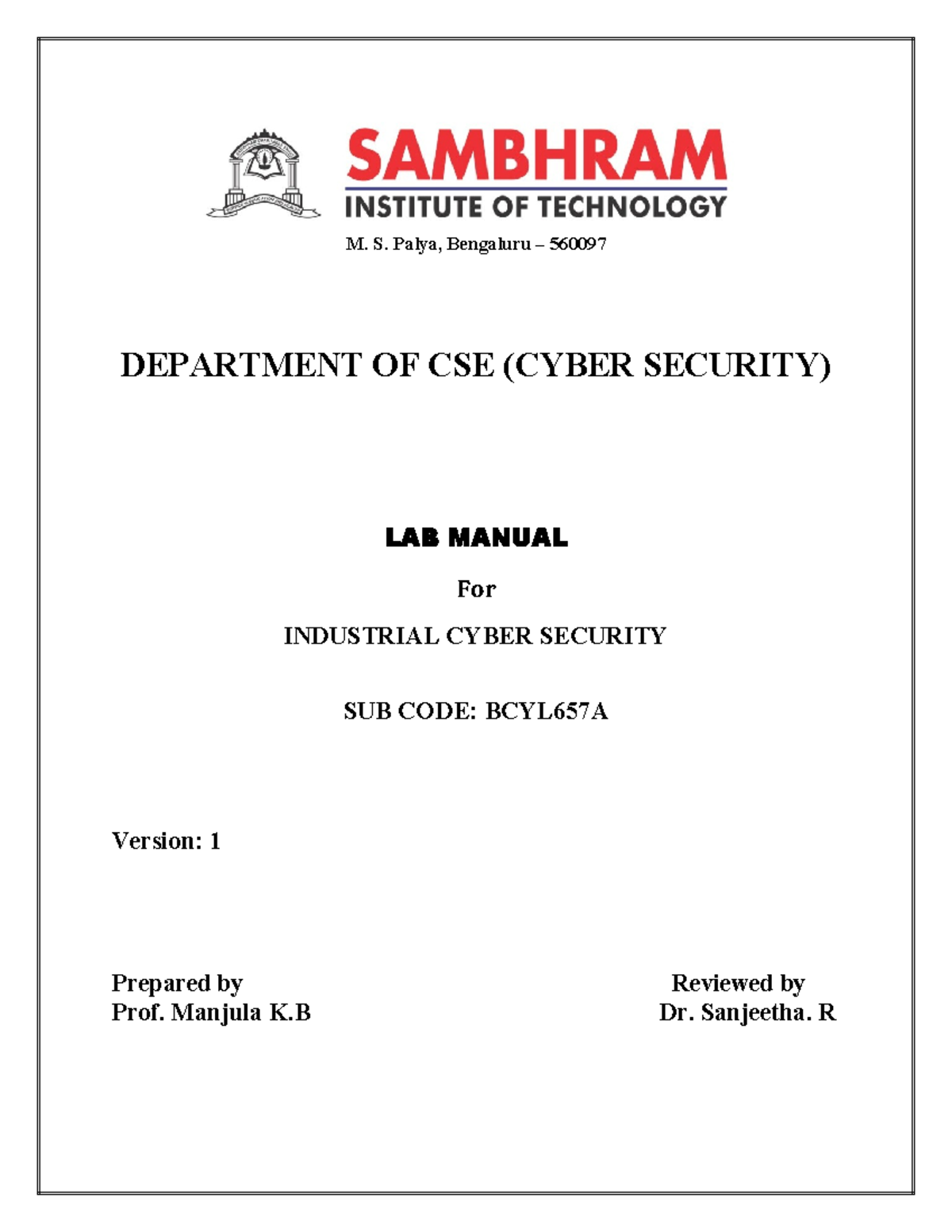 BCYL657A Lab Manual: Industrial Cyber Security Experiments - Studocu