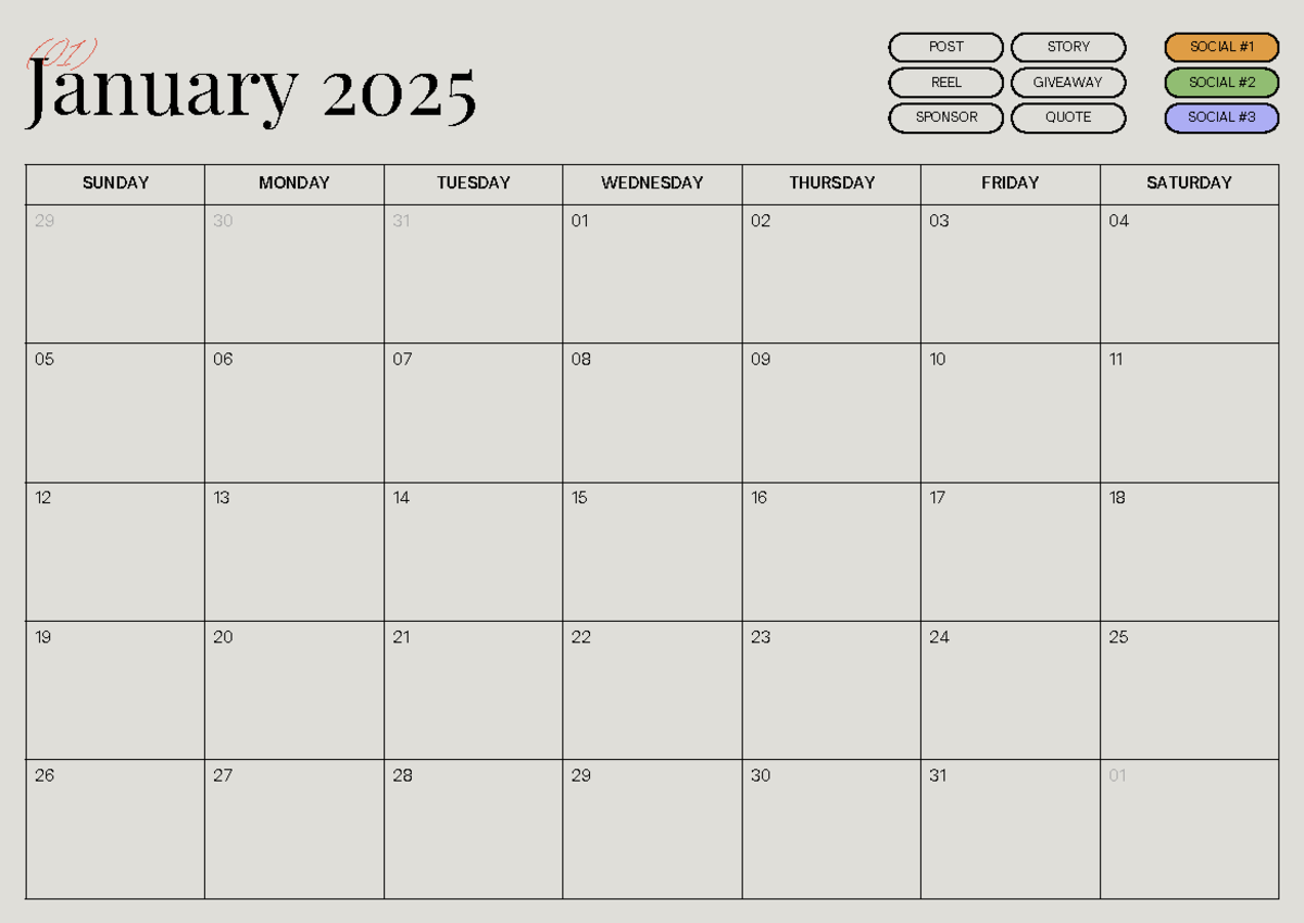 Content Calendar - NONE - SUNDAY MONDAY TUESDAY WEDNESDAY THURSDAY ...