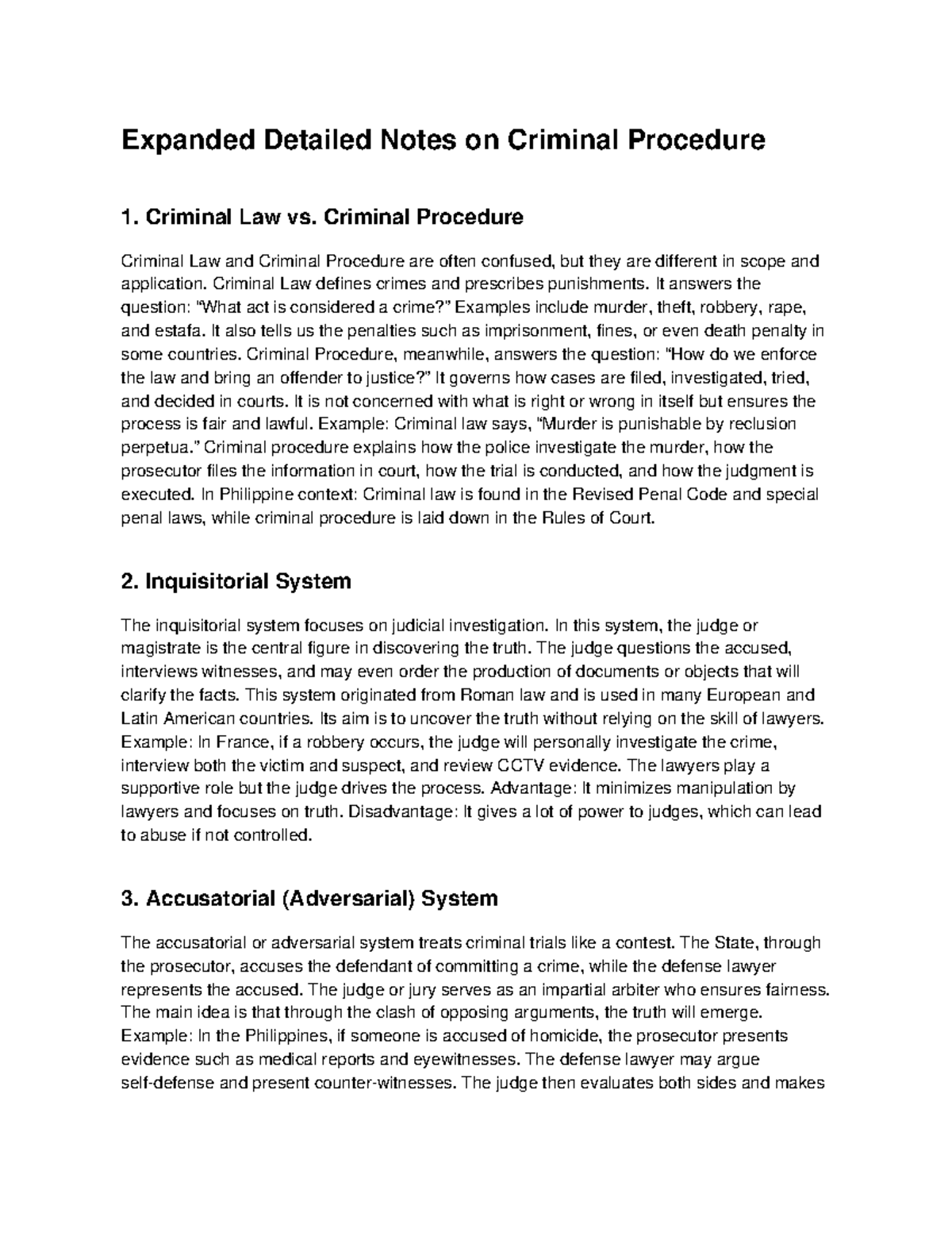 Expanded Detailed Notes on Criminal Procedure 1: Law vs. Procedure ...