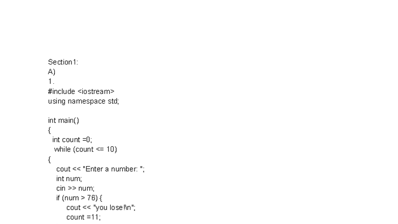 CSE101: Section 1 - Intro to C++ Programming Concepts - Studocu