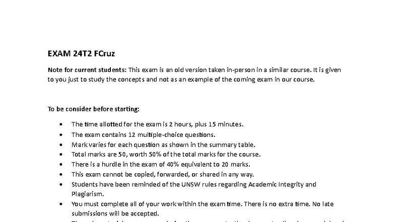 Exam 24T2 FCruz - Practice for COMP3411 Final Exam - Studocu
