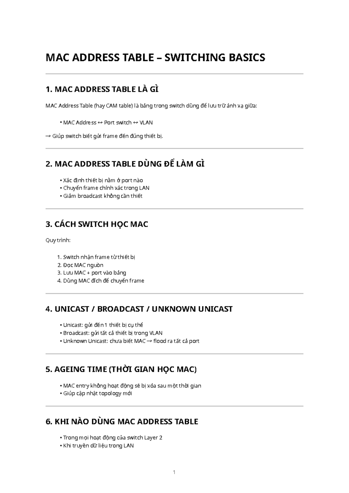 MAC Address Table Basics - Understanding Switching Functions - Studocu