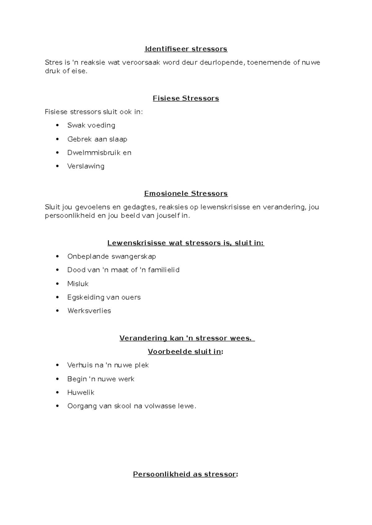 LO Opsommings: Stres, Verhoudings & Toekomstige Loopbane - Graad 12 ...