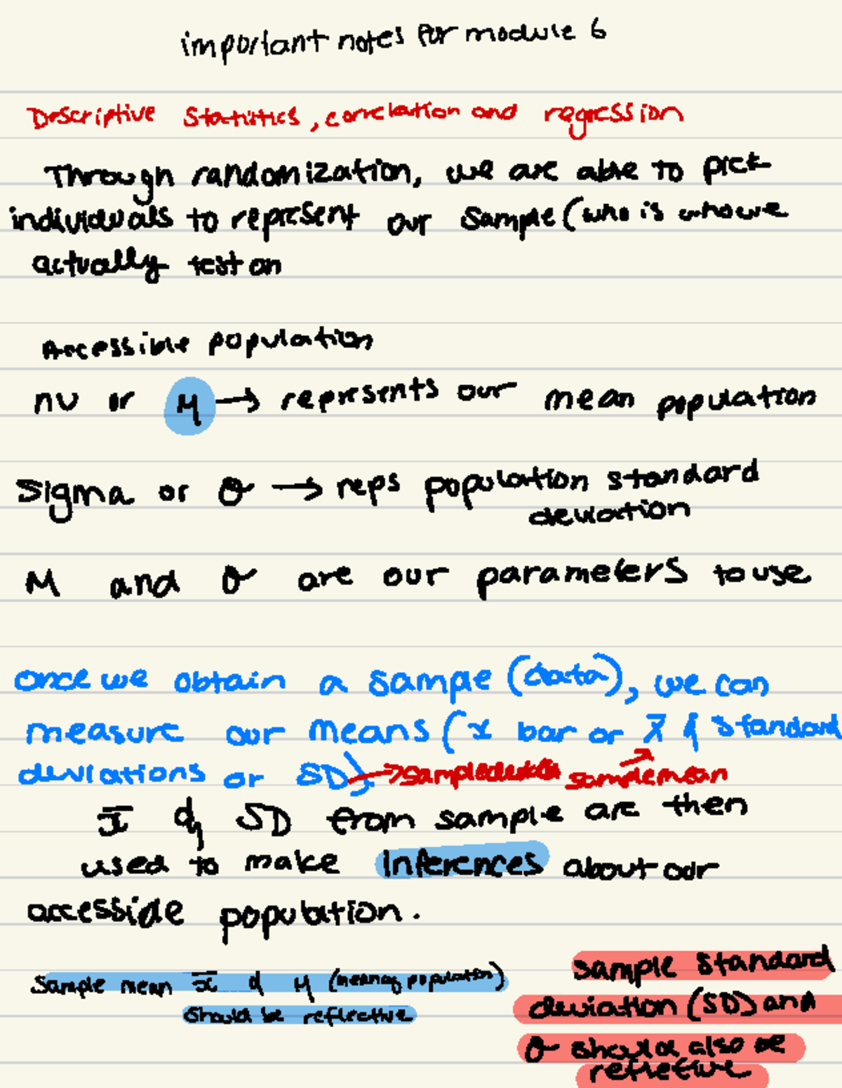 Important notes for module 6 - important notes for module 6 Descriptive ...