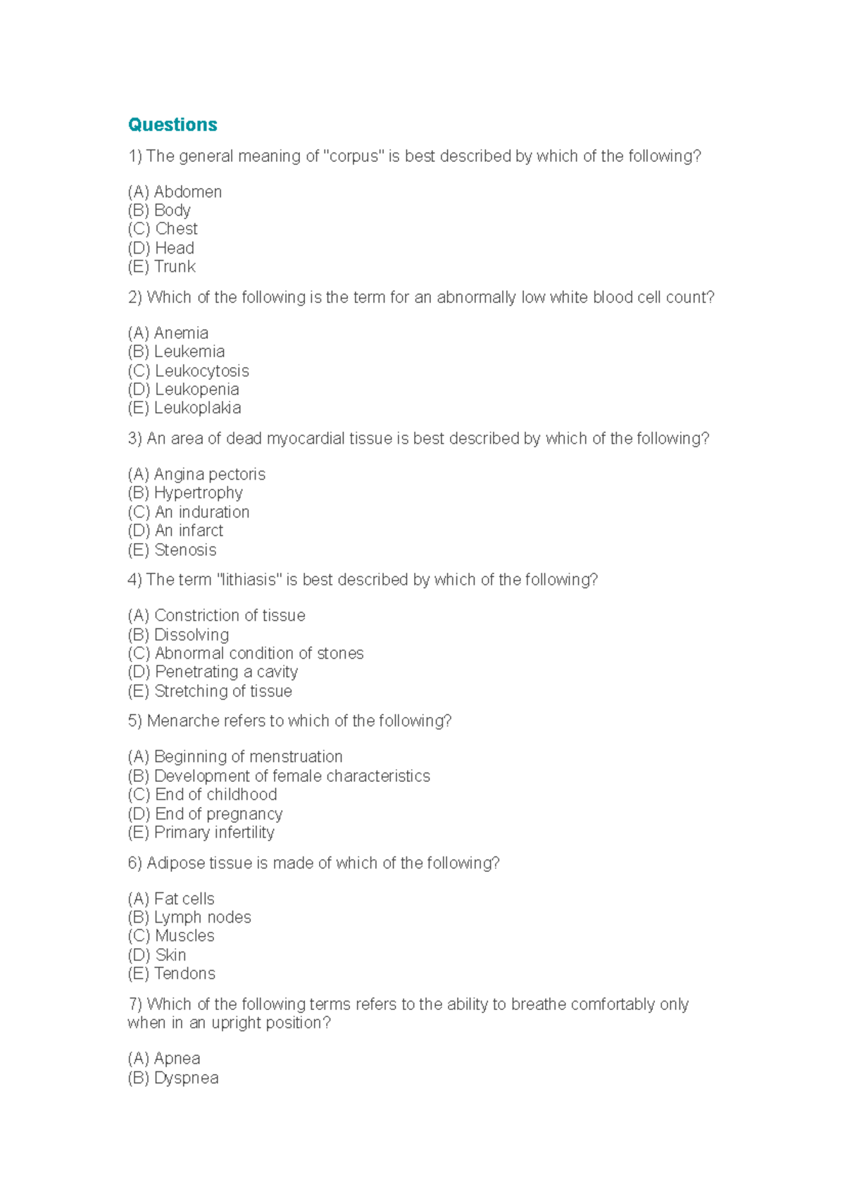Medical termonoligy - sadasd - Questions The general meaning of "corpus ...