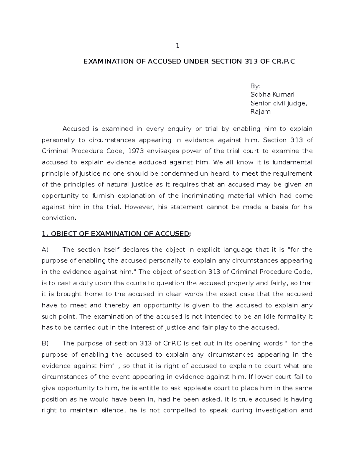 313 - Statement of Accused- Criminal Procedure Code - EXAMINATION OF ...