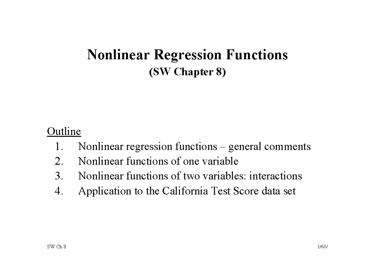 Nonlinear Regression Functions Overview (SW3e Ch 8 Slides) - Studocu