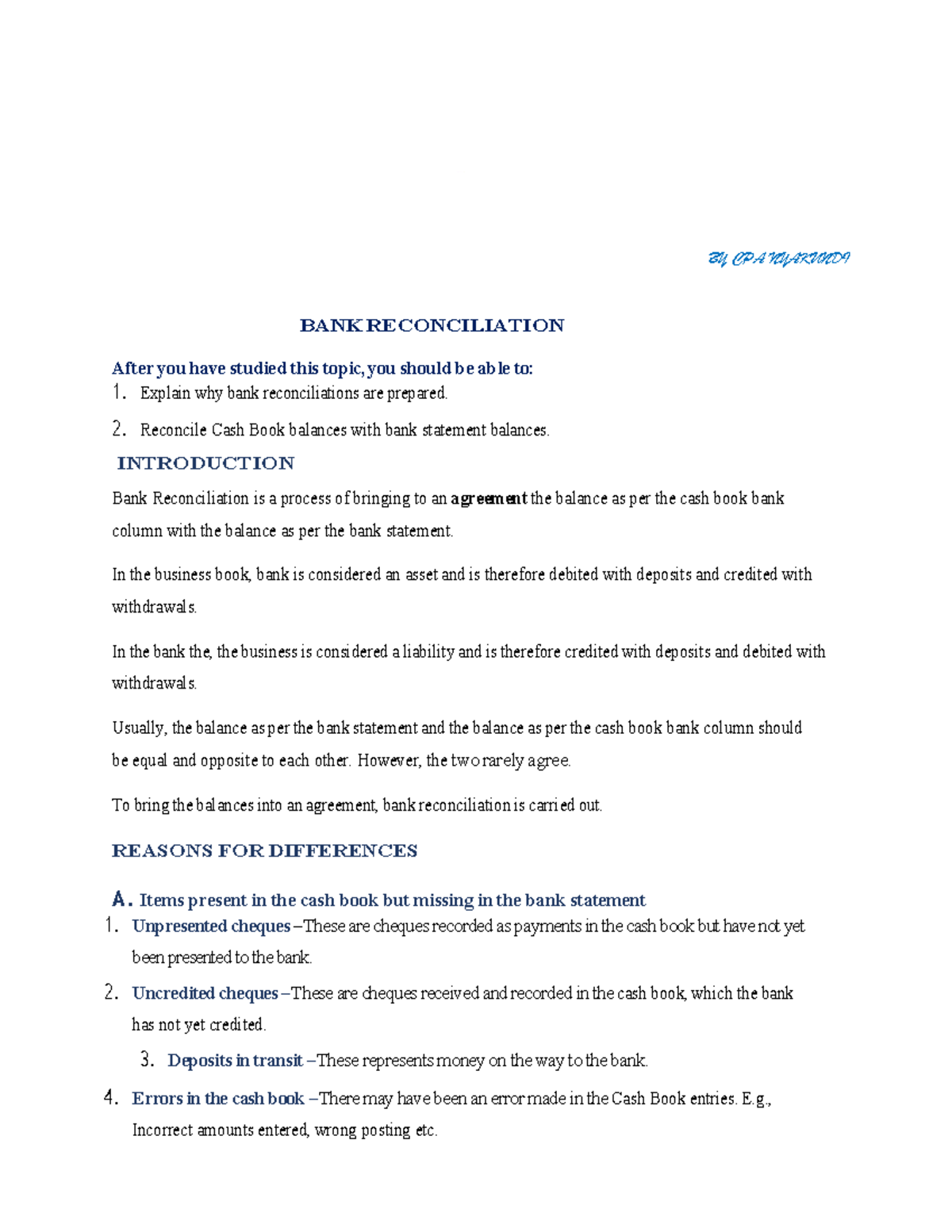 FINANCIAL ACCOUNTING: Bank Reconciliation Guide - Studocu