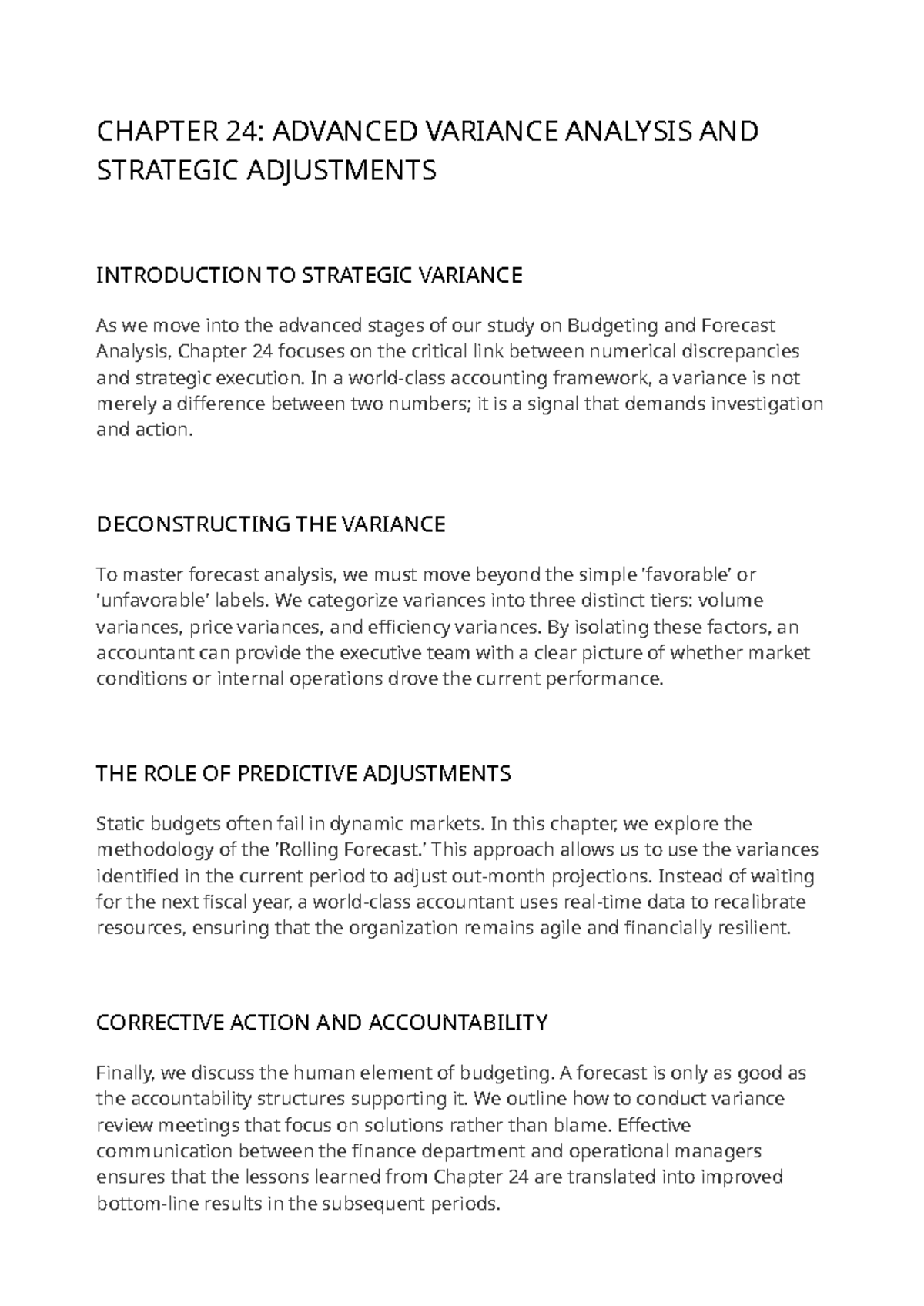 CHAPTER 24: ADVANCED VARIANCE ANALYSIS IN BUDGETING (12) - Studocu