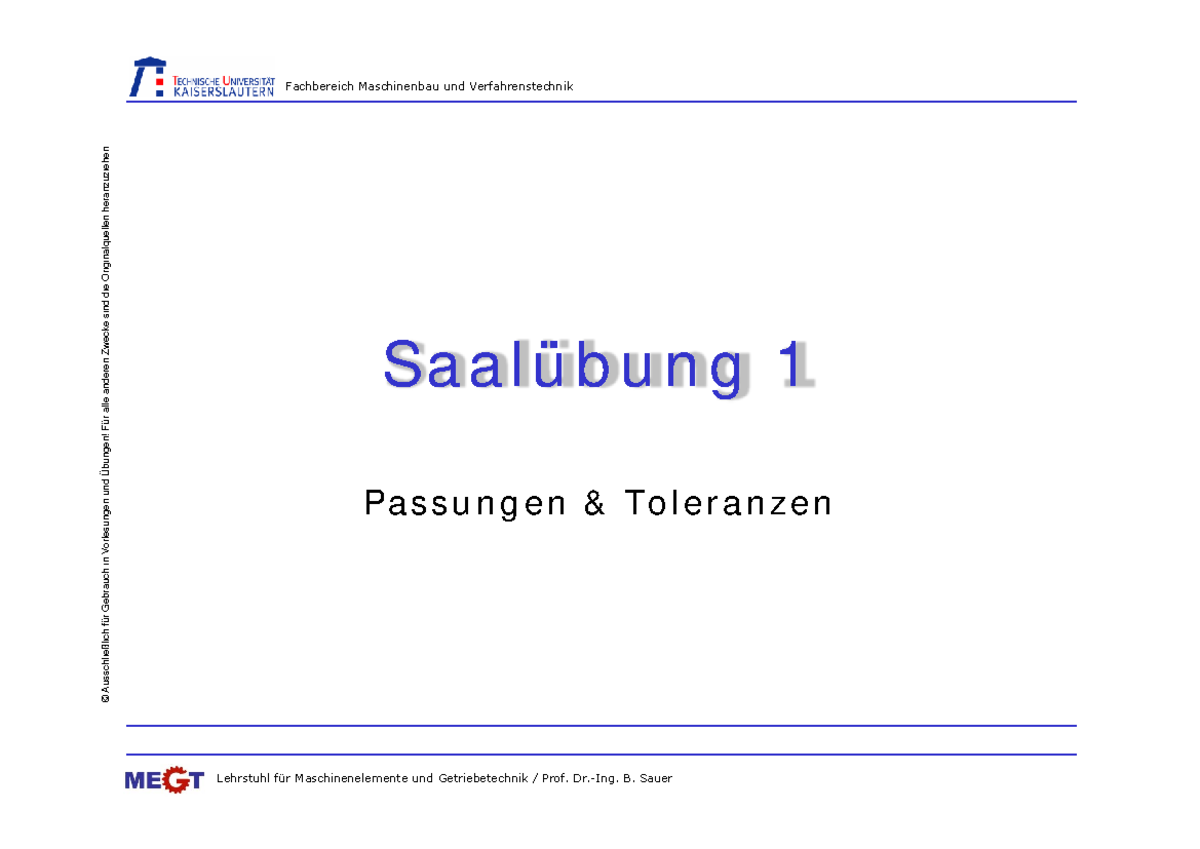 Saalübung 1 - Passungen und Toleranzen: Lösungsansätze & Erklärungen ...