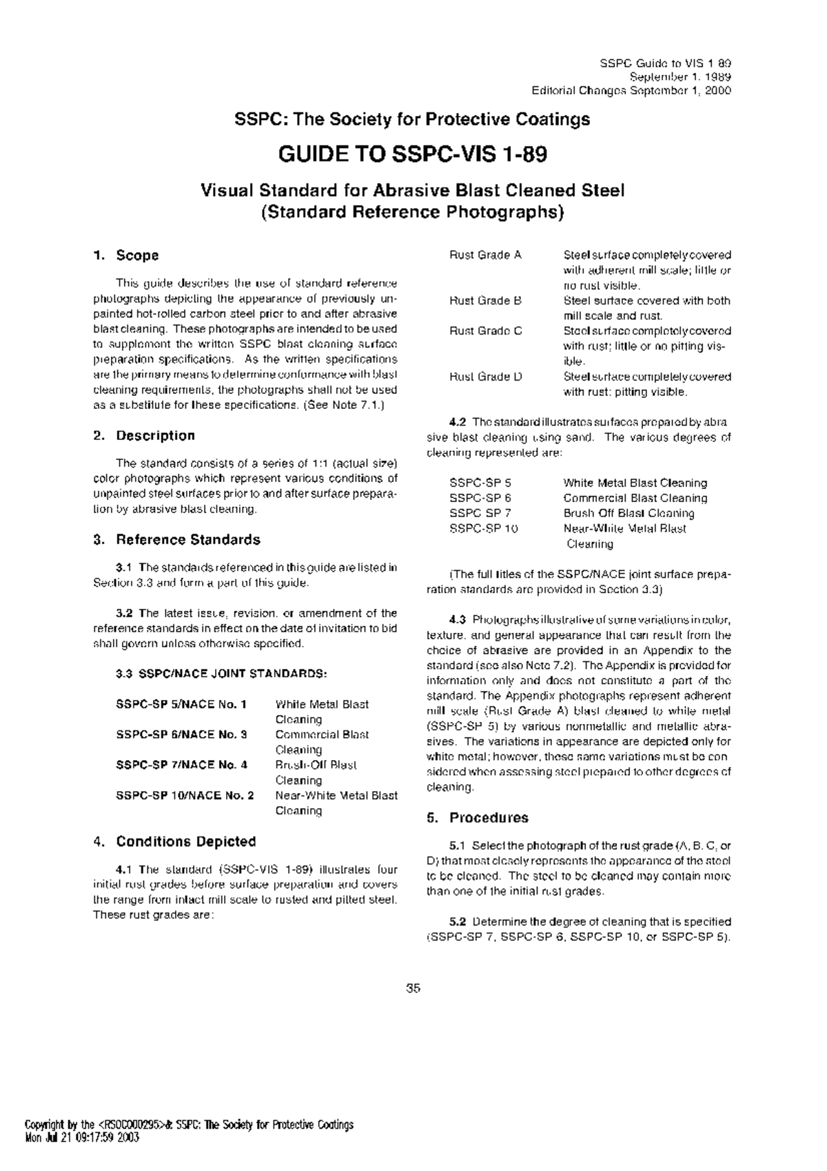 SSPC VIS1 Guide: Visual Standards for Abrasive Blast Cleaned Steel ...