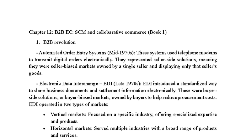 Chapter 6 Ecommerce - Chapter 12: B2B EC: SCM and collobarative commerce (Book 1) 1. B2B ...