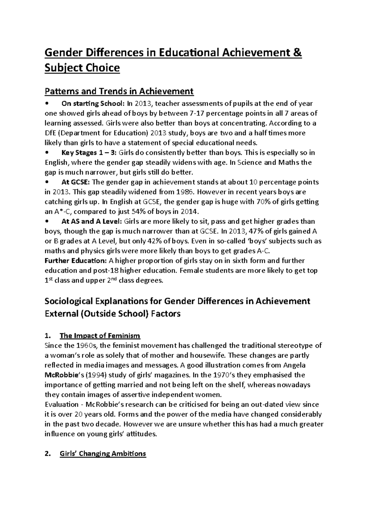 Gender Differences in Educational Achievement: Trends and Influences ...