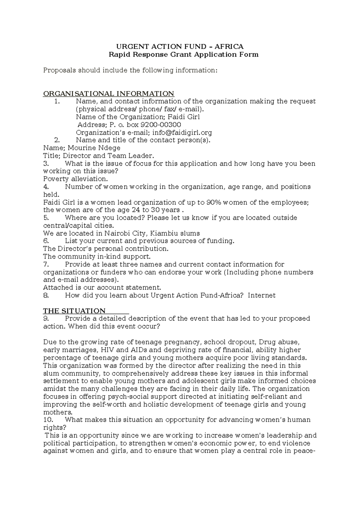 UAF-ENG-Rapid Response Grant App Form for Africa Initiatives - Studocu