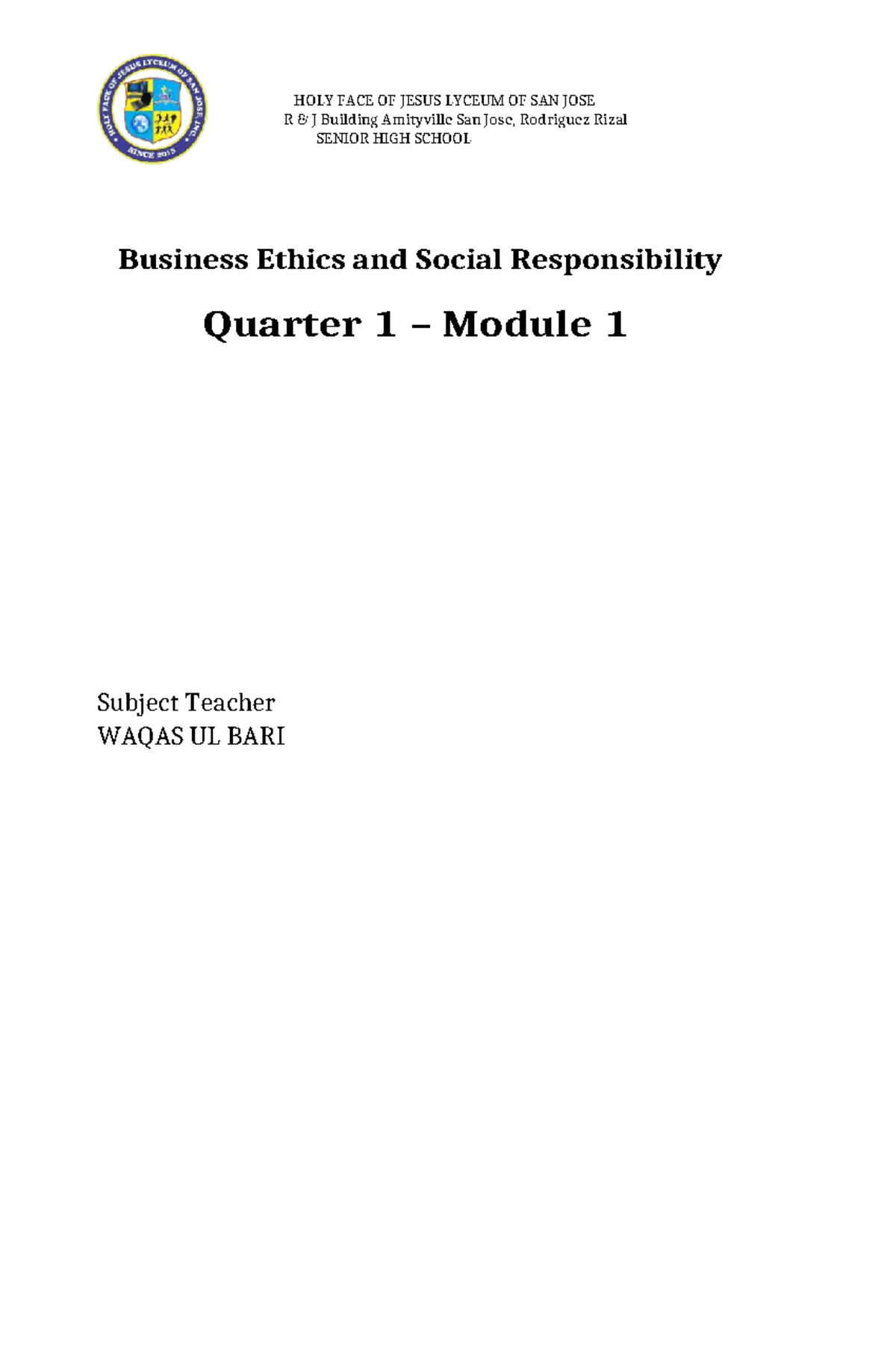B.Ethics Module Midterm: Business Ethics & Social Responsibility Q1 ...