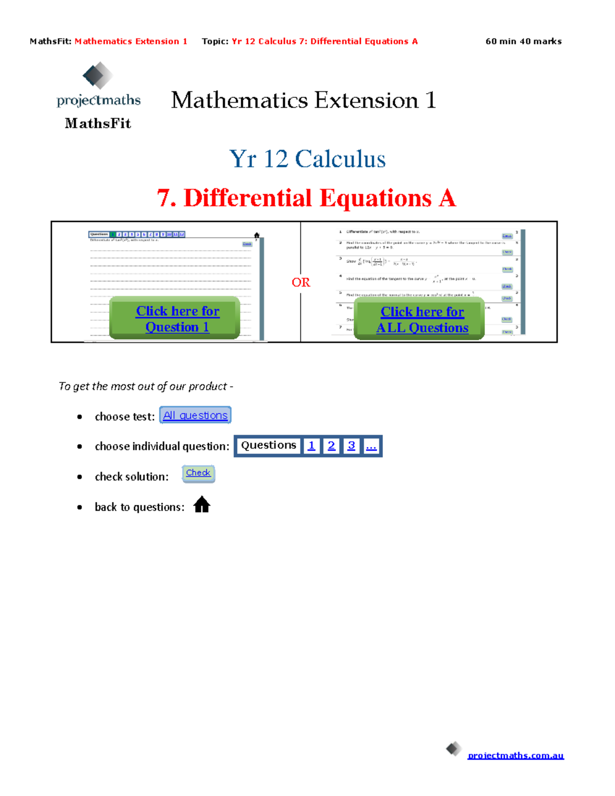 Yr 12 Calculus 7: Differential Equations A - Studocu