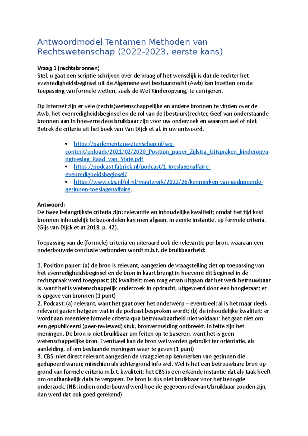 Tentamen Antwoorden Rechtswetenschap Methoden 2022-2023 - Studeersnel