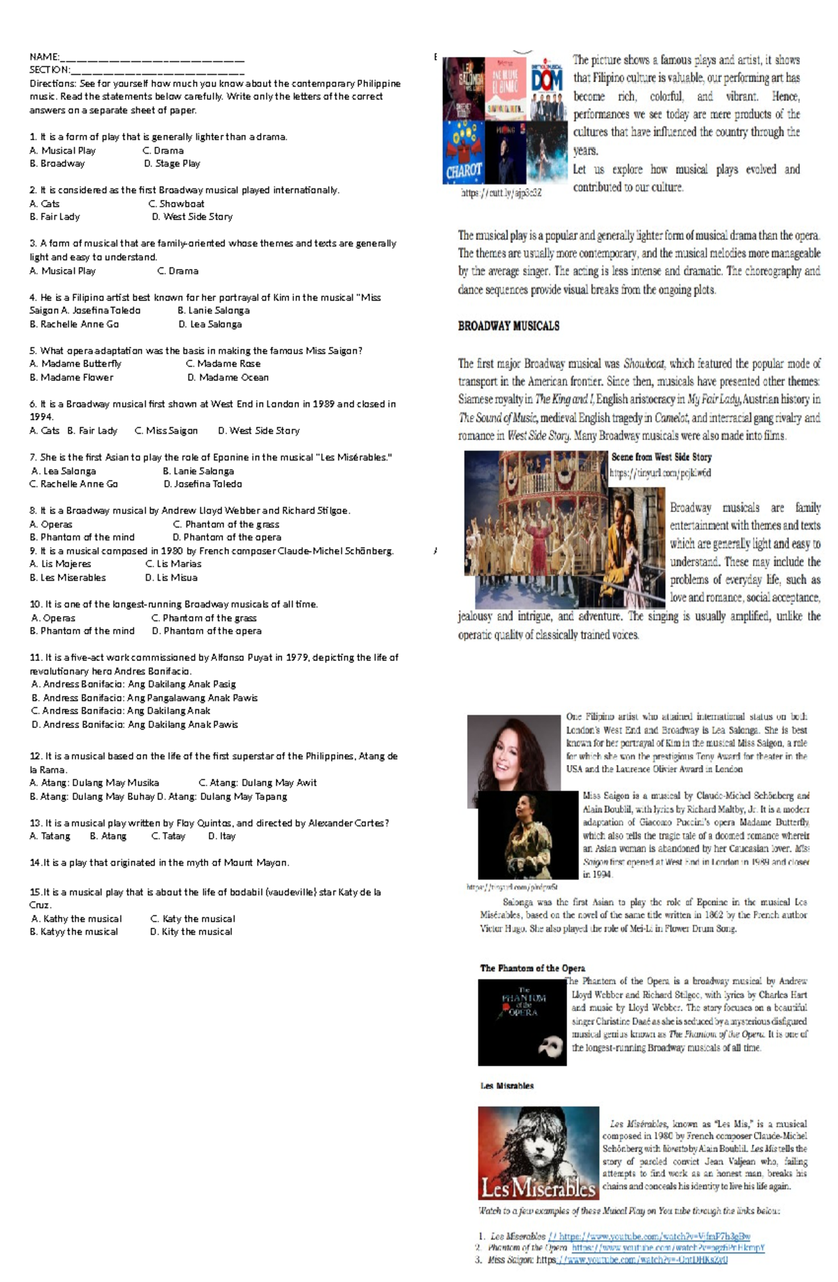 Q4 music activity - Organismal Biology - NAME ...