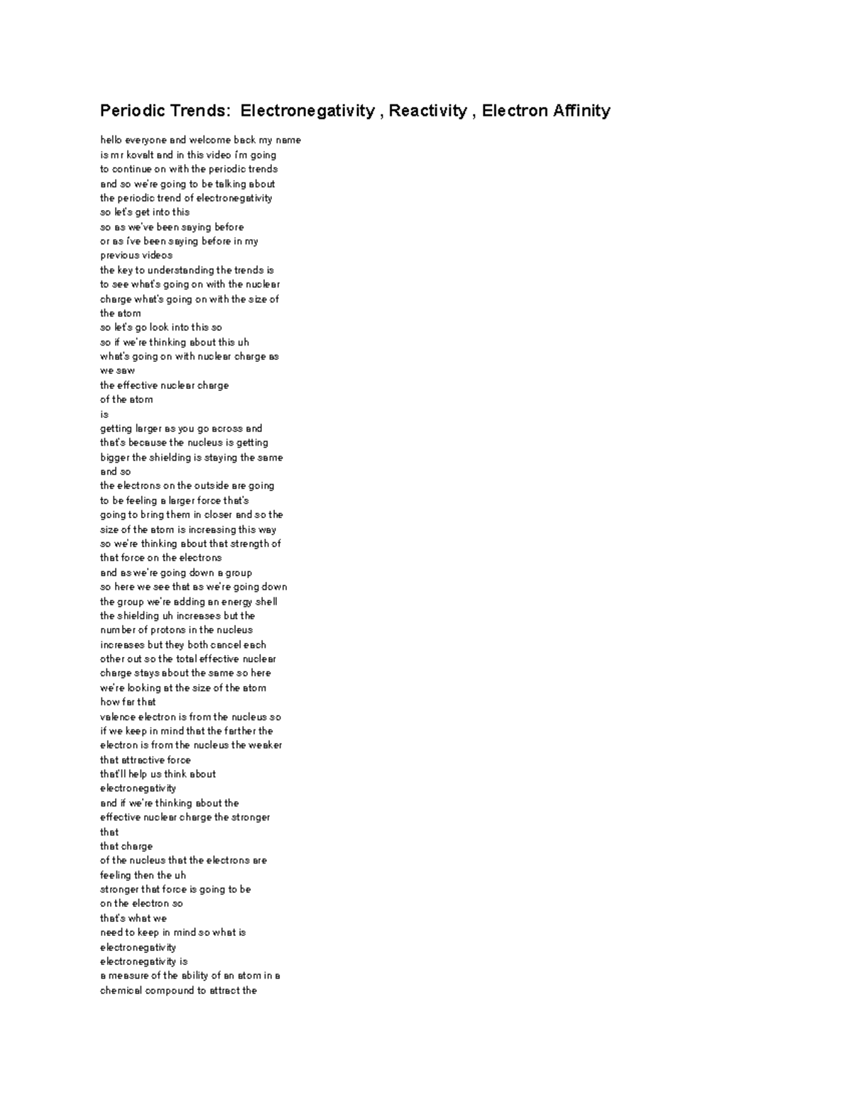 Periodic Trends: Electronegativity, Reactivity & Electron Affinity ...