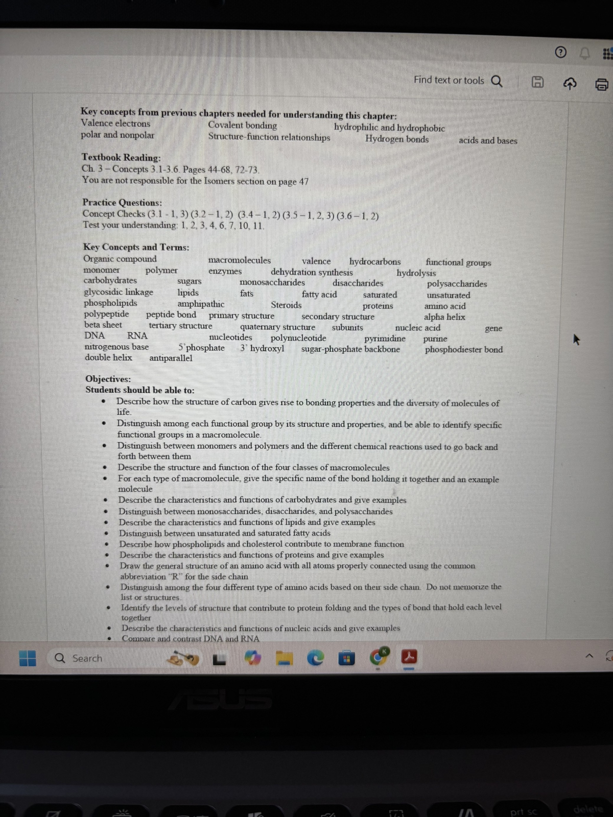 Final Exam Study Guide: Key Concepts in Macromolecules (BIO101) - Studocu