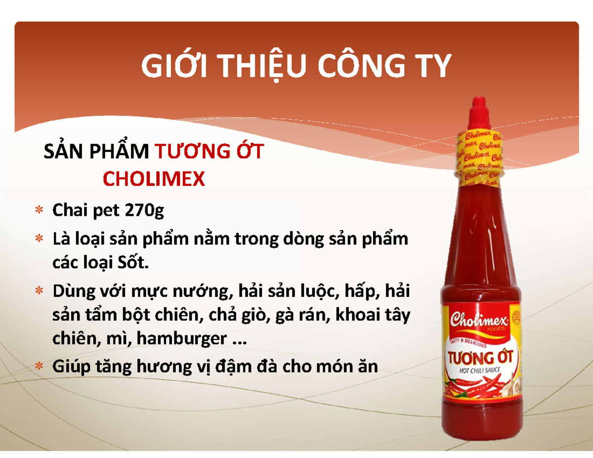 Cholimex Phân Tích Môi Trường Vi Mô và Vĩ Mô Sản Phẩm Tương Ớt - Studocu
