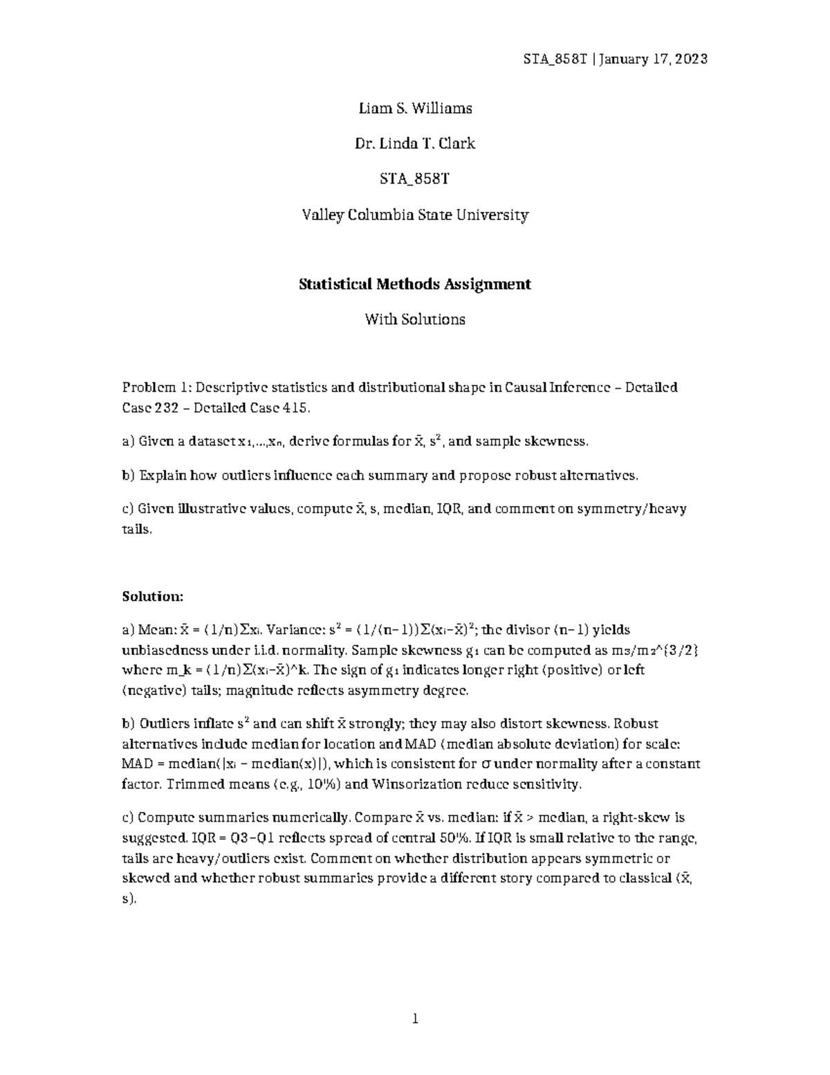 STA_858T Causal Inference Exam Solutions: Detailed Cases 232 & 415 ...