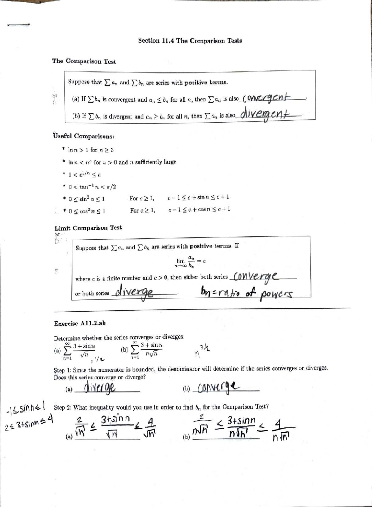 Quiz 9 homework on comparison tests and alternating series - Studocu