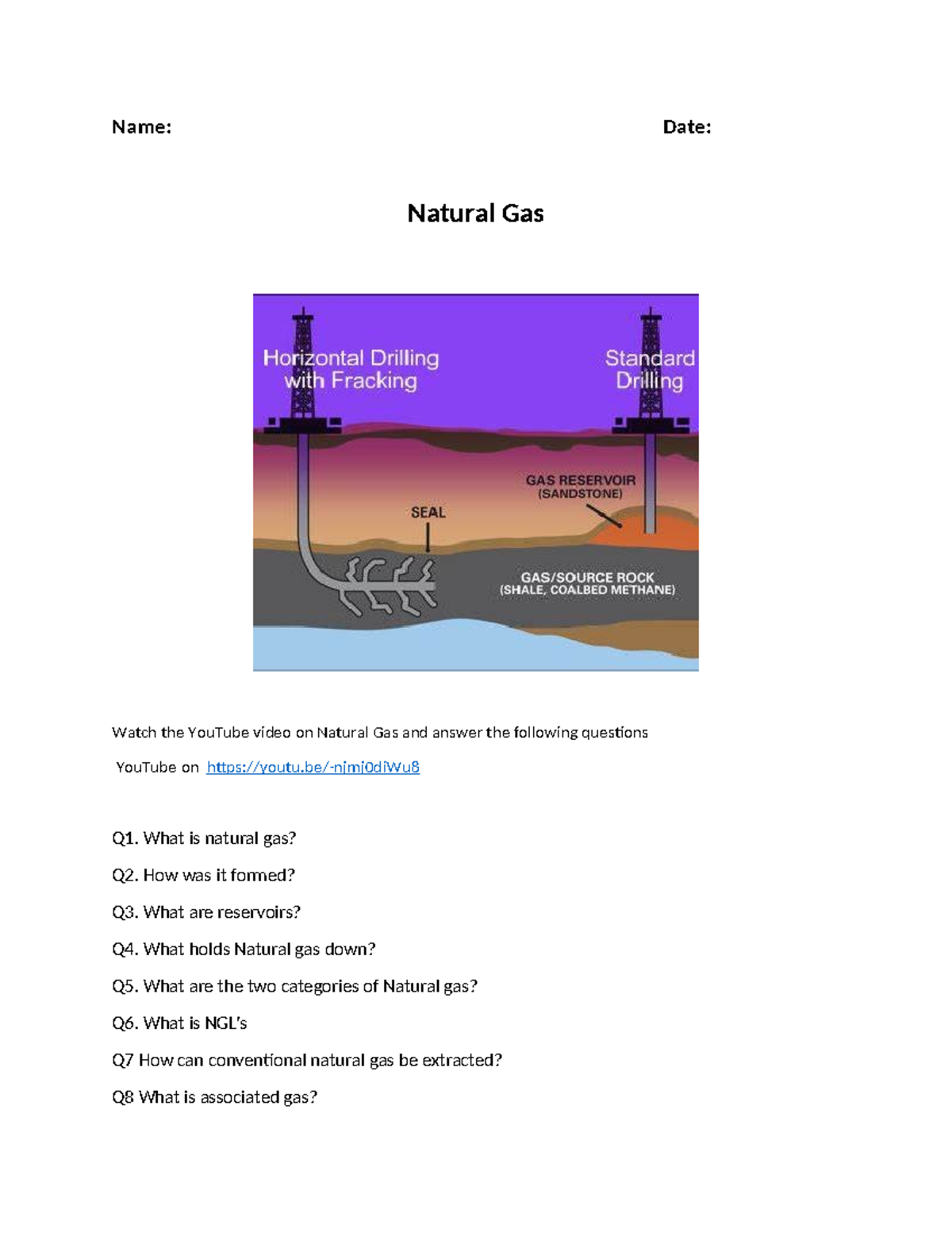 hw questions practice - Name: Date: Natural Gas Watch the YouTube video ...