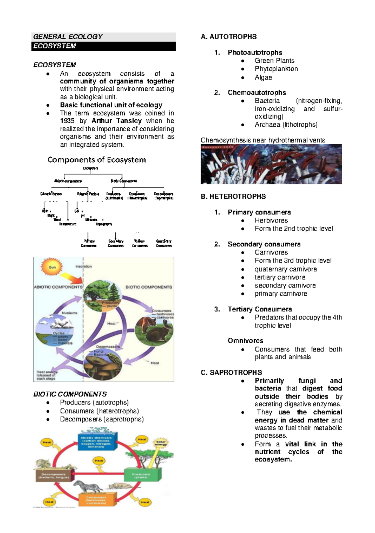 General Ecology: Understanding Ecosystems and Their Components - Studocu