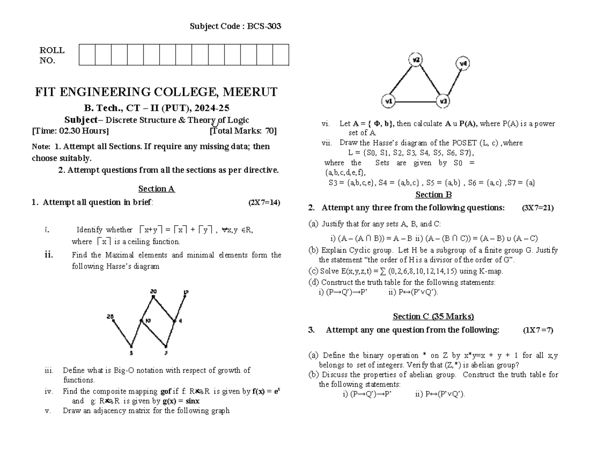 DSTL PUT CS - Discrete Structure Theory & Logic Notes - Studocu